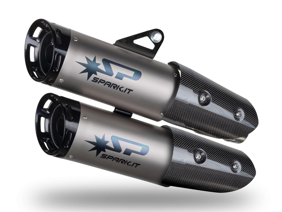 SPARK Triumph Titanium Slip-on Exhaust with black end caps – 2Wheels Hero